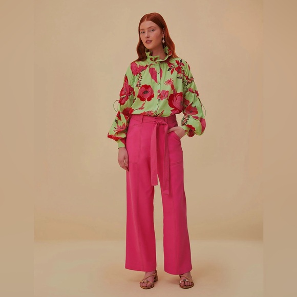FARM Rio | Pants & Jumpsuits | Farm Rio Pink Wide Pants | Poshmark